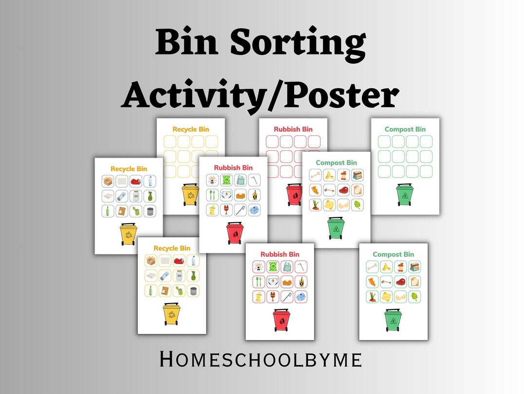 Bin Sorting Activity Printable | Poster | Rubbish, Recycling and ...