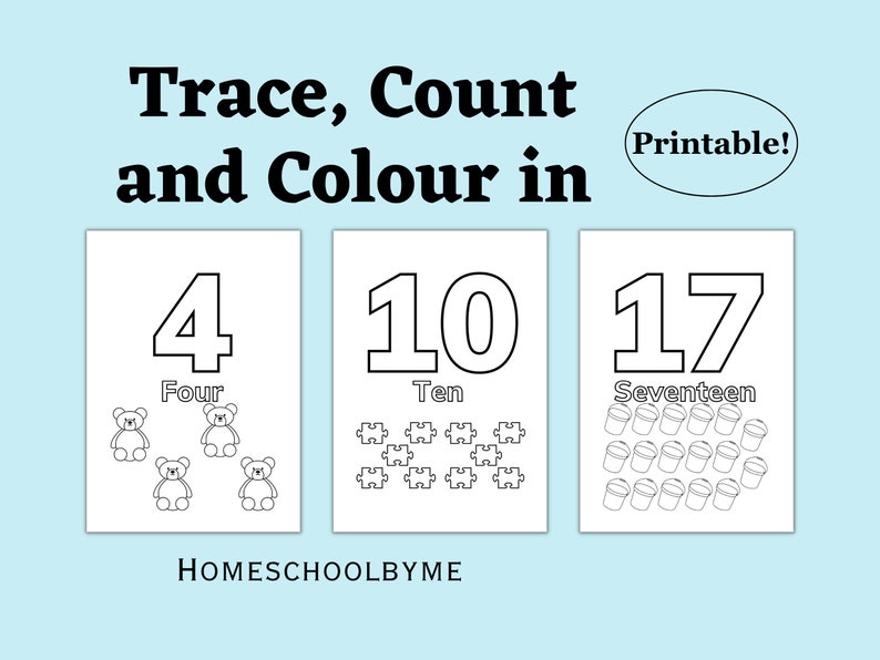 20 Trace, Colour and Count Worksheets | Numbers 1-20 | Maths ...