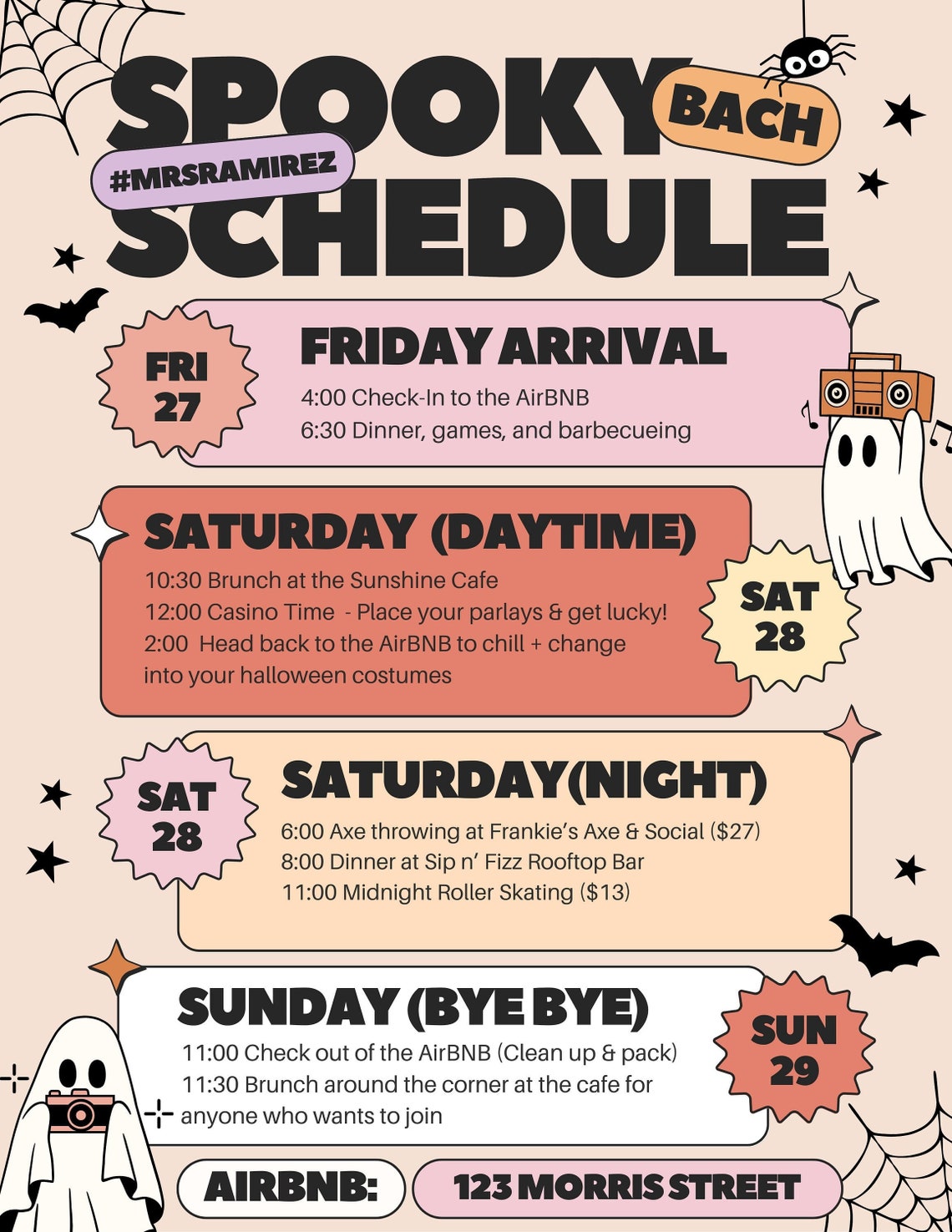 Spooky Bachelorette Schedule #HALLOWEEN - Etsy