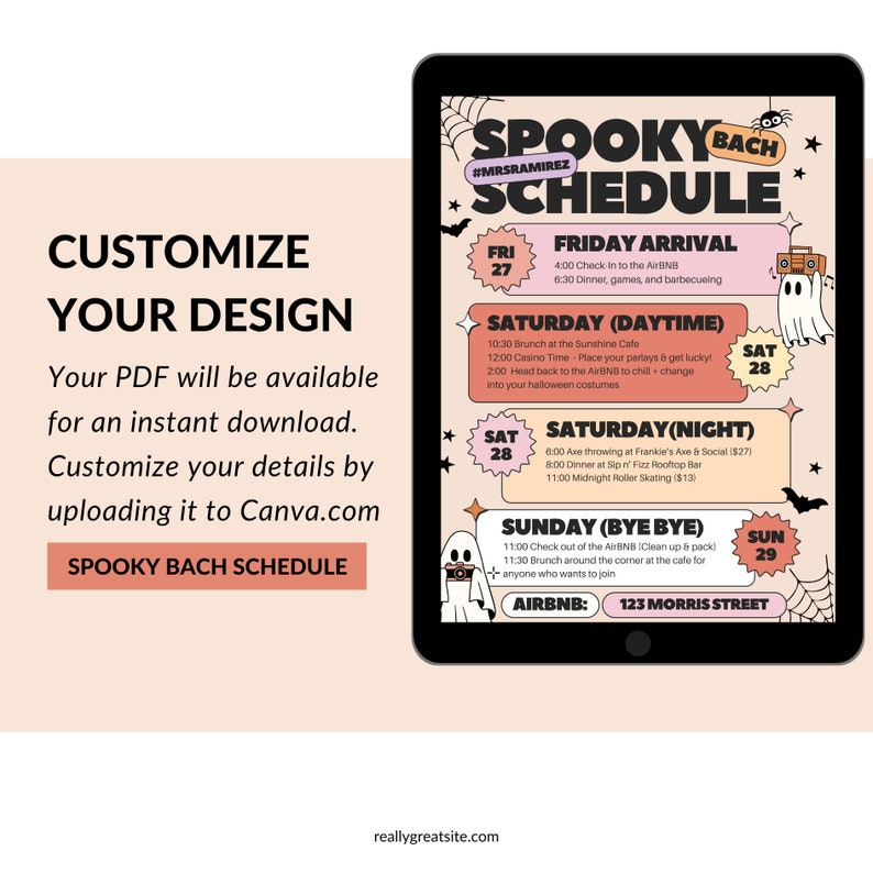 Spooky Bachelorette Schedule #HALLOWEEN - Etsy