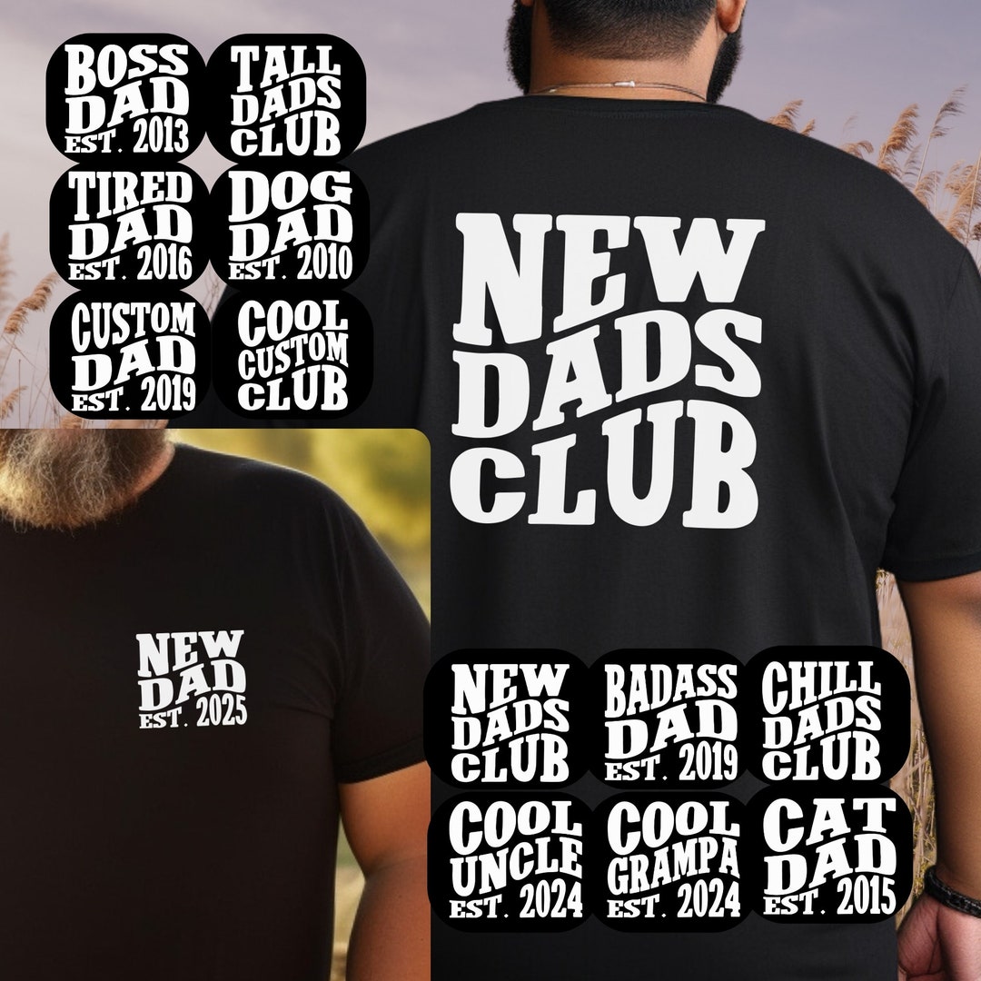 Retro Wavy Dad Est Established 2024 2025 Cool Dads Club Custom Bella ...