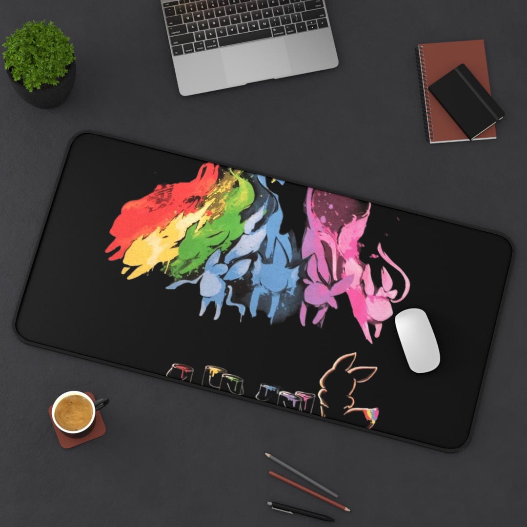 Paint Spill Eevee Eeveelution Desk Mat Extended Gaming Mouse Pad ...