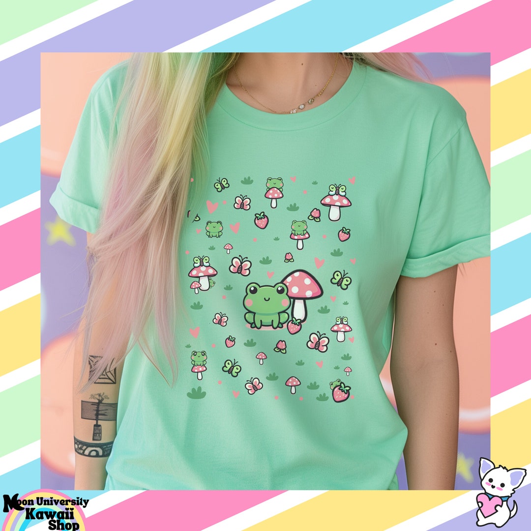 Harijuku Hiding Froggy Clothes Frog Toad Shirt Decora Cottagecore ...