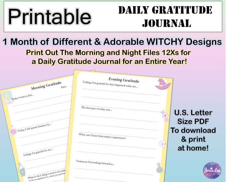 DIY Printable PDF Witch Wicca Daily Gratitude Journal via Instant ...