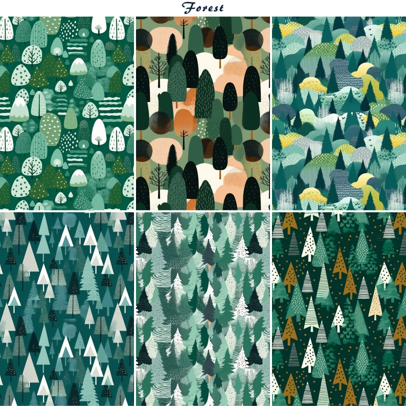 Forest Trees - Seamless Pattern, Digital Paper, DIY, Background ...