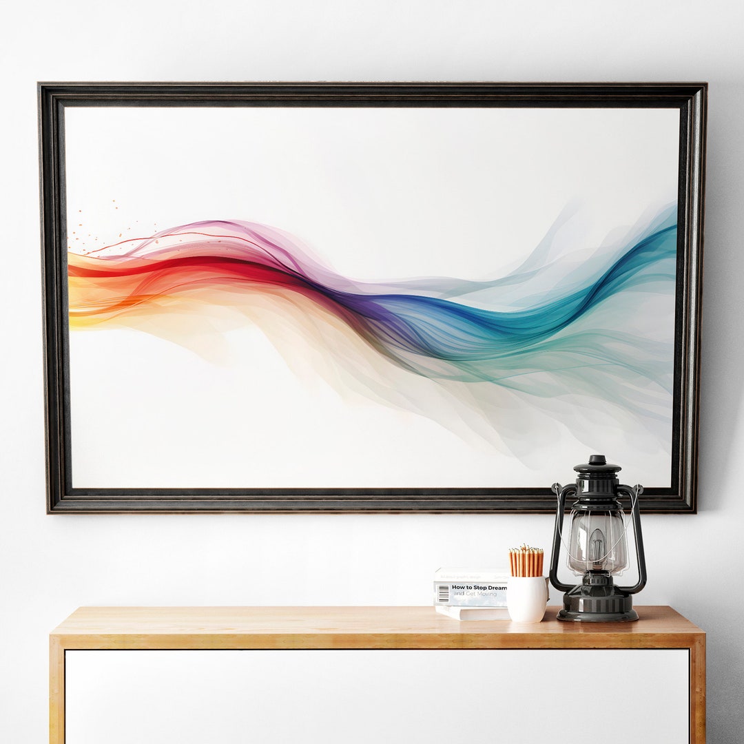 Modern Minimalist Rainbow Soundwave, Minimalist Abstract Line Art Print ...