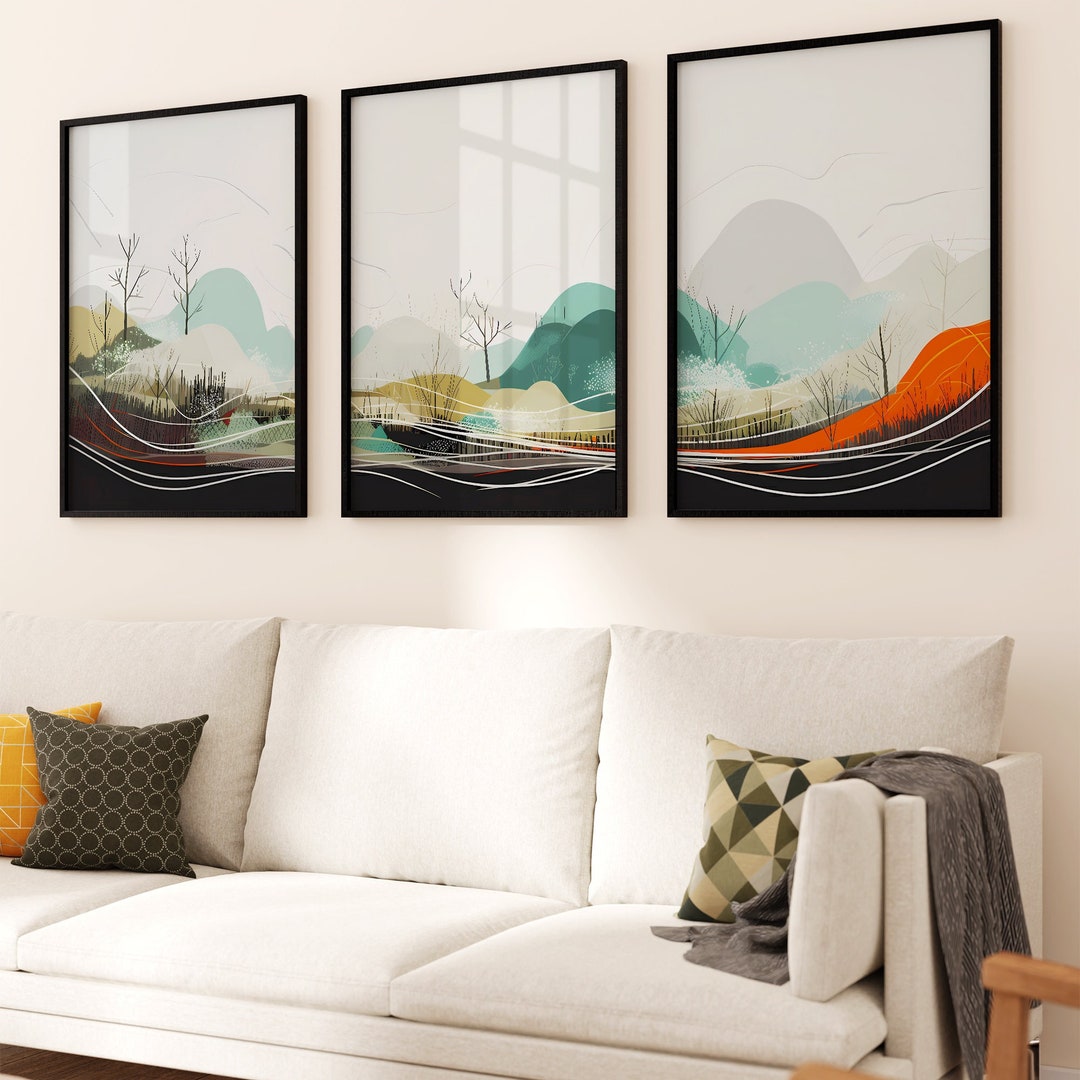 Connected 3 Piece Art Set, 3 Piece Panorama Wall Art Print, Set of 3 ...