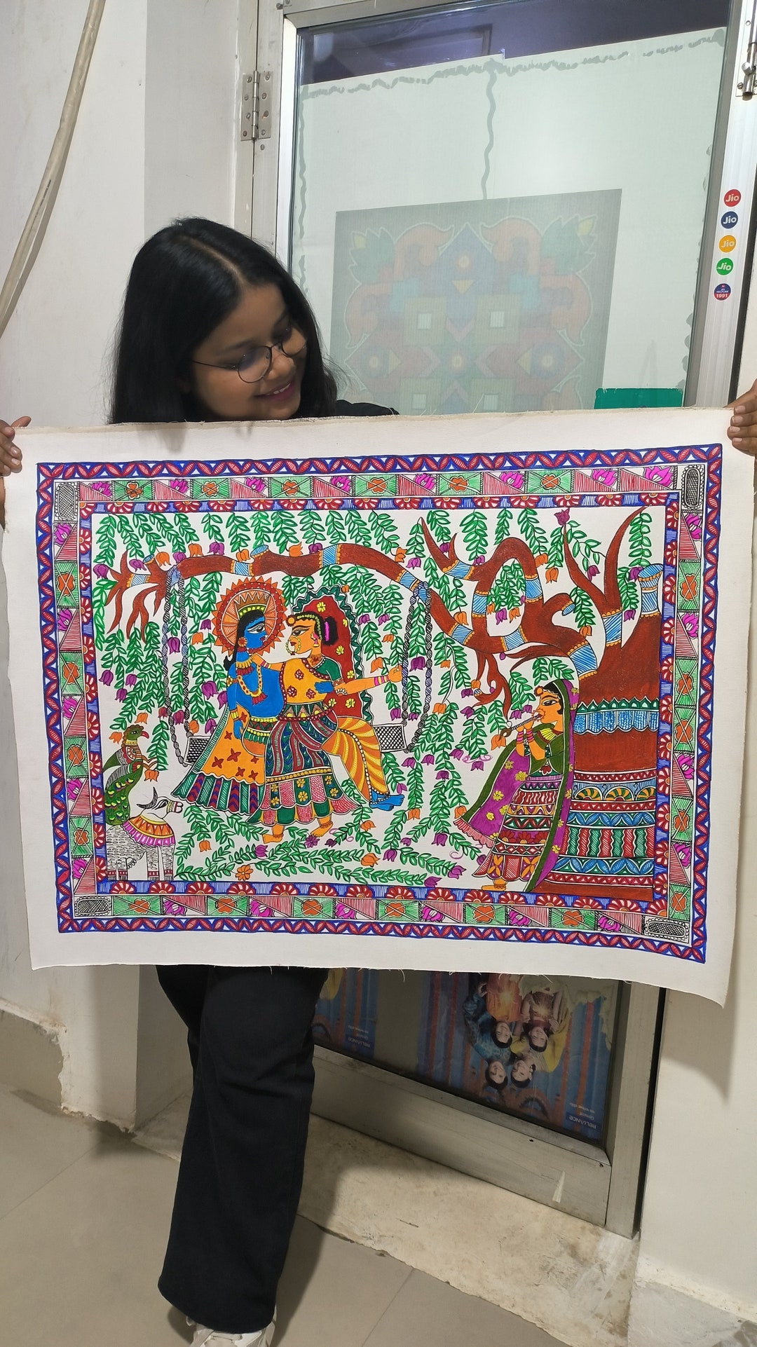 Mithila Canvas Radha Krishna Painting - Etsy