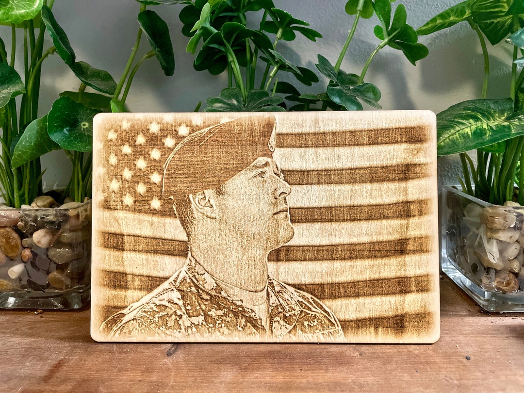 Custom Laser Engraved Personal Photo Gifts on Natural Wood Burned Photo ...