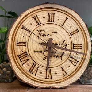 Custom Laser Engraved Wood Slice Clock, Personalized Wall Art - Etsy