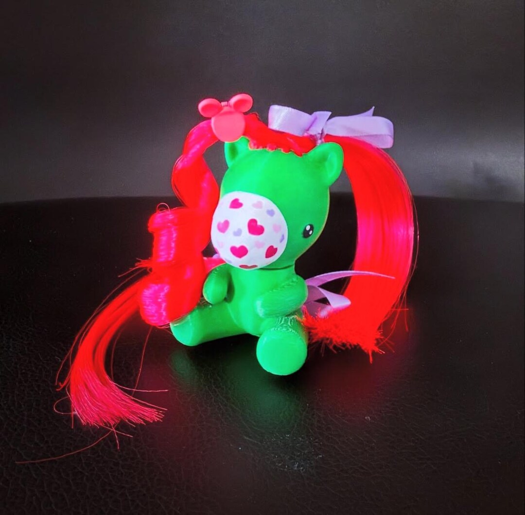 Green PLA Printed Custom G1 MLP Takara Baby Pony With Red Nylon Hair - Etsy