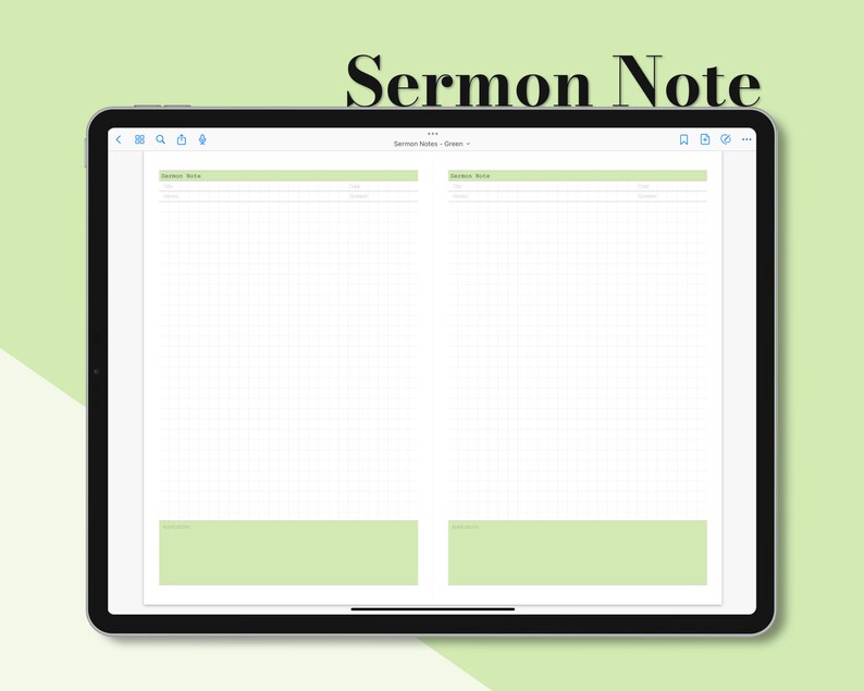 Sermon Notes Template Green printable & Interactive PDF - Etsy