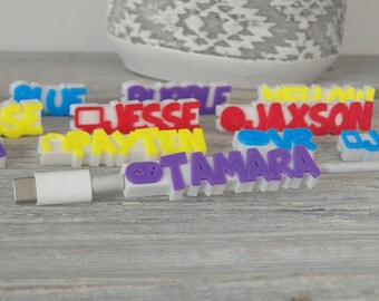 Personalized 3D Printed USB Cable Tags Custom Name & Color Unique Gift ...