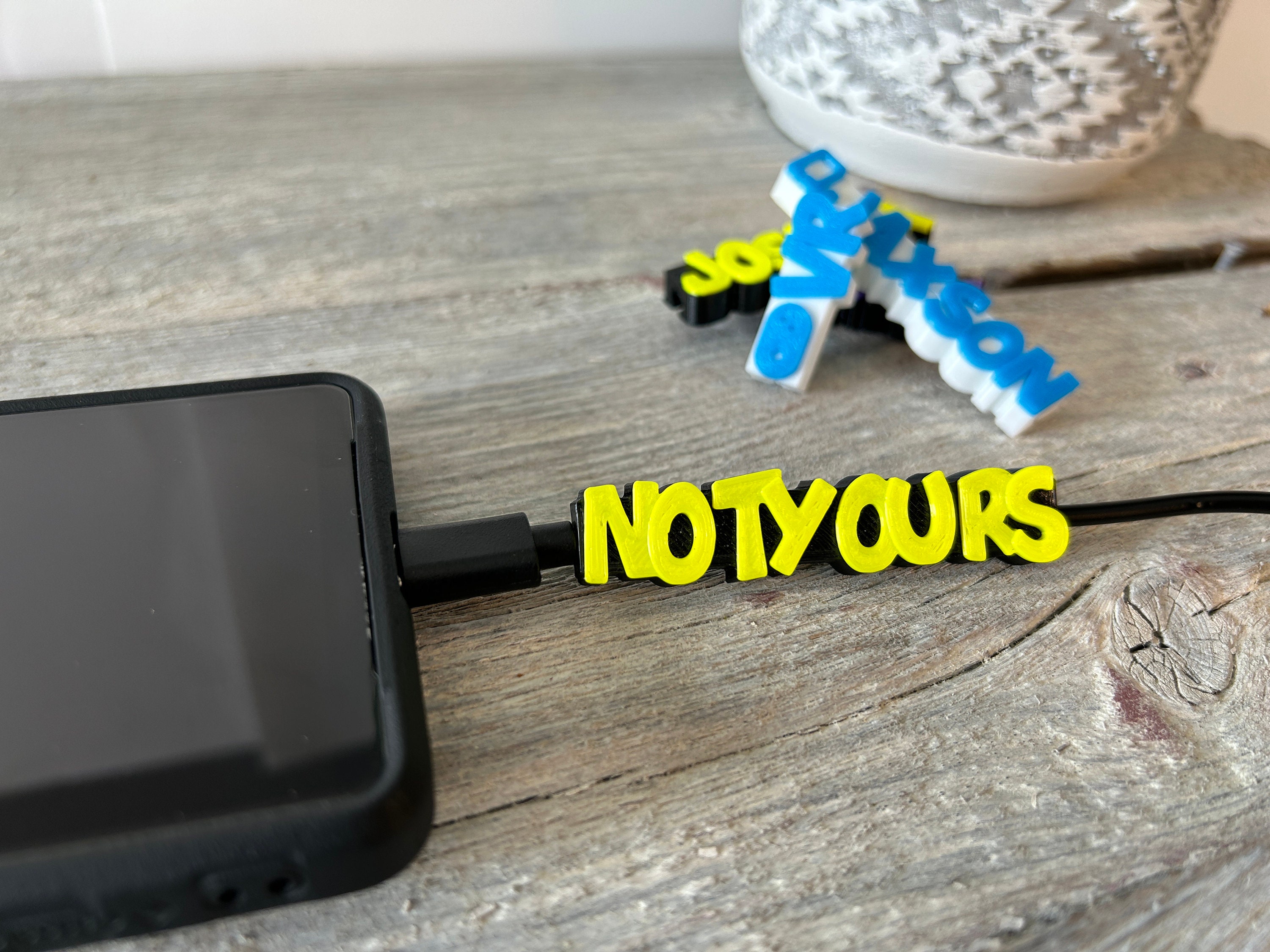 Personalized 3D Printed USB Cable Tags Custom Name & Color Unique Gift ...