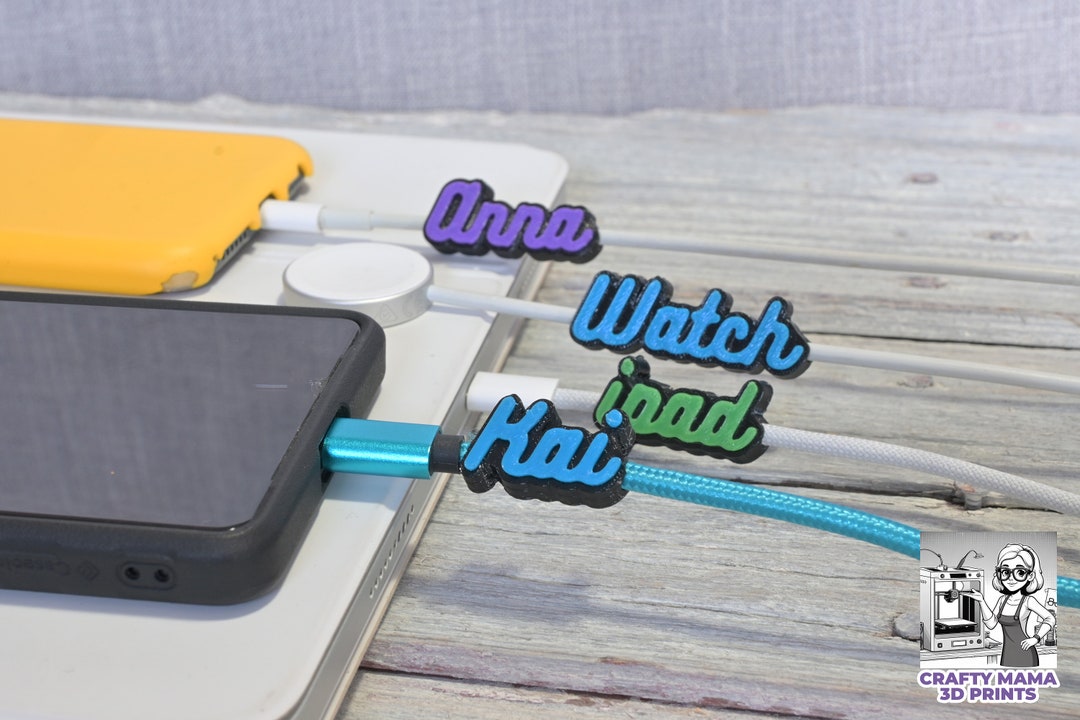 Custom 3D Printed USB Cable Tags Add Name & Color to USB Cord Unique ...