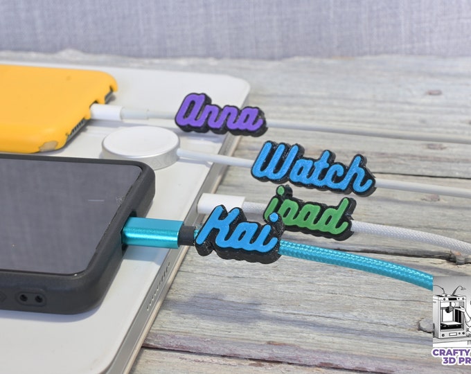 Custom 3D Printed USB Cable Tags Add Name & Color to USB Cord Unique ...