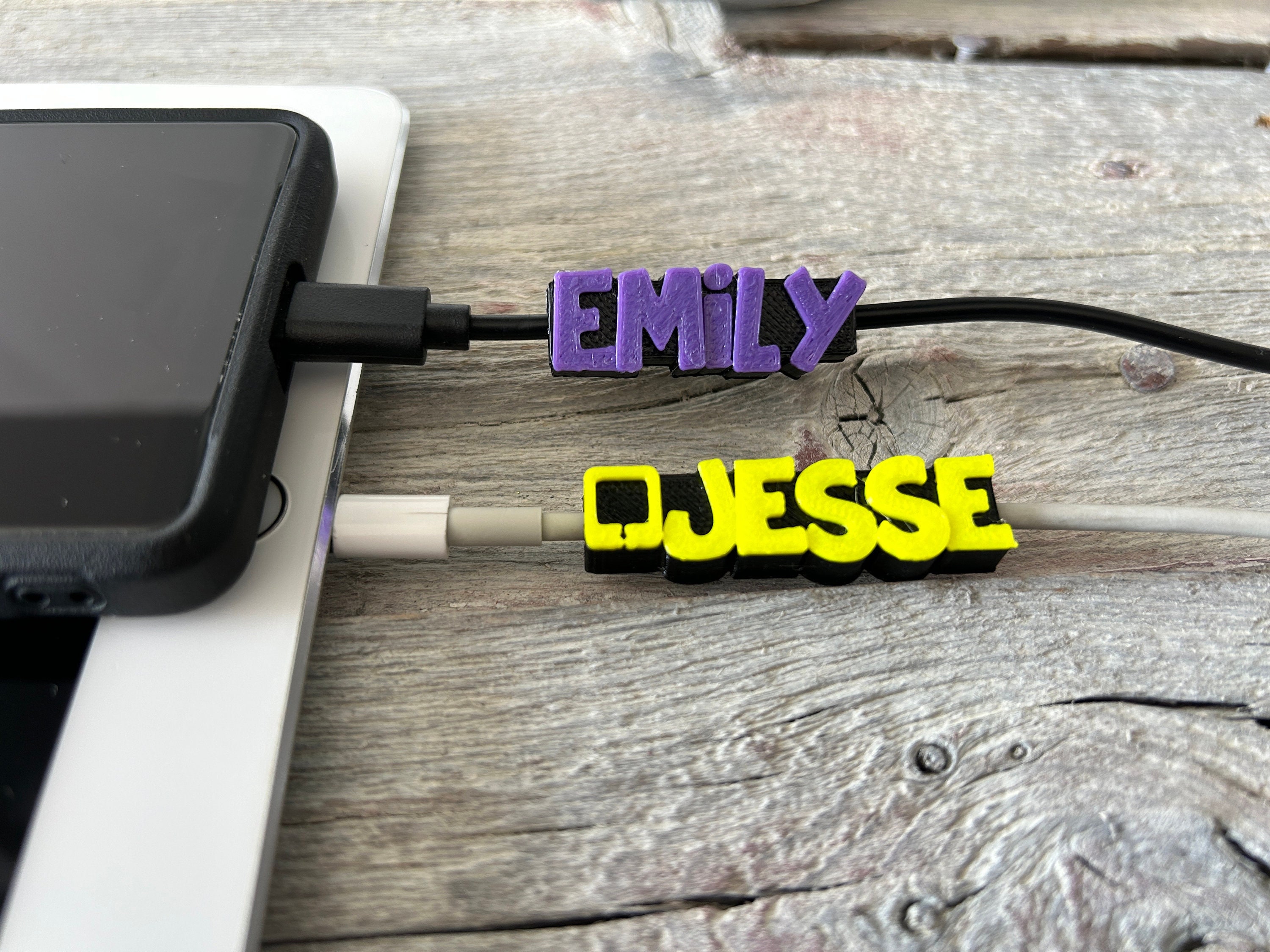 Personalized 3D Printed USB Cable Tags Custom Name & Color Unique Gift ...