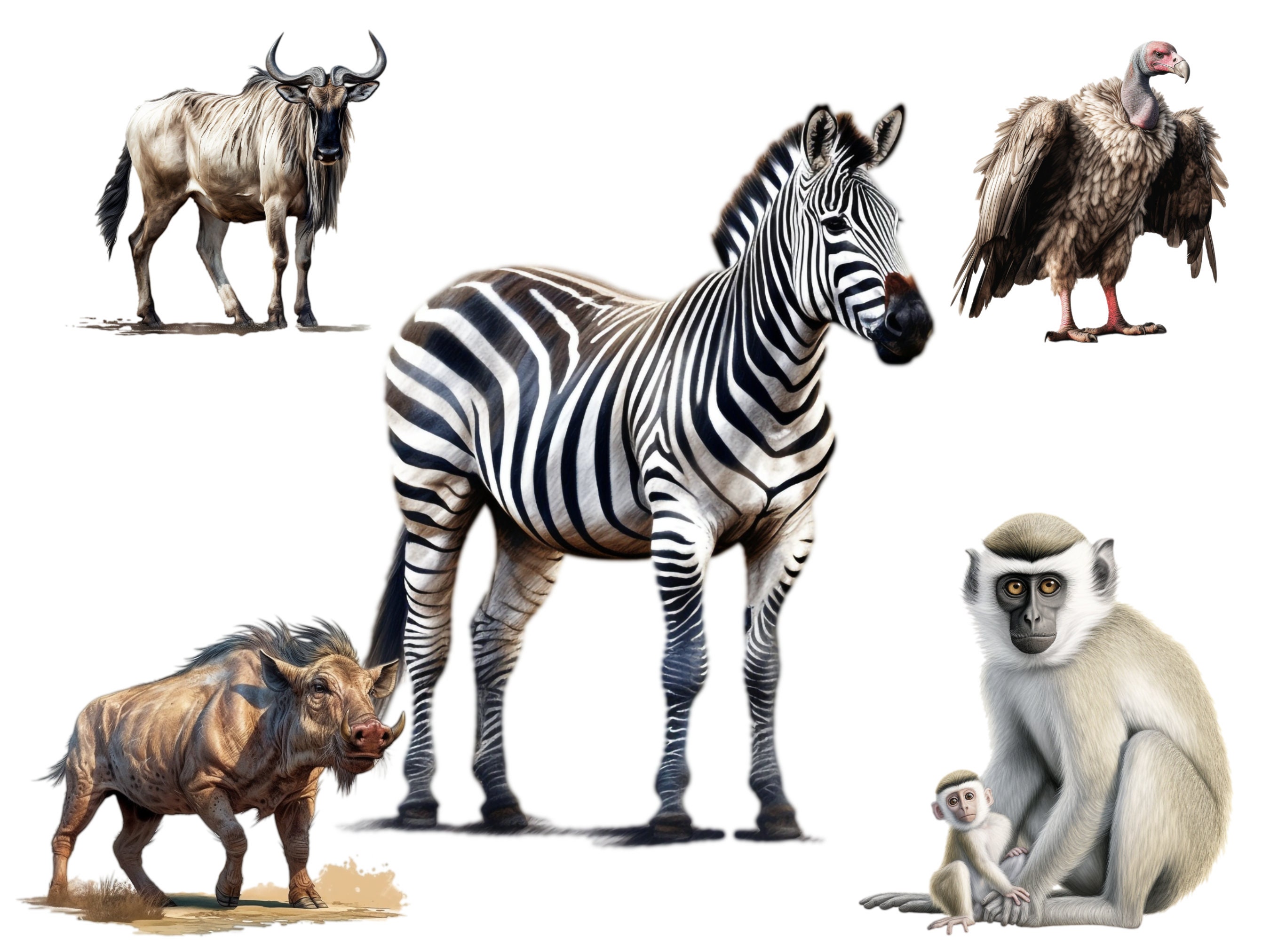 Safari Animals Clipart Bundle PNG African Animals Clip Art Lion ...