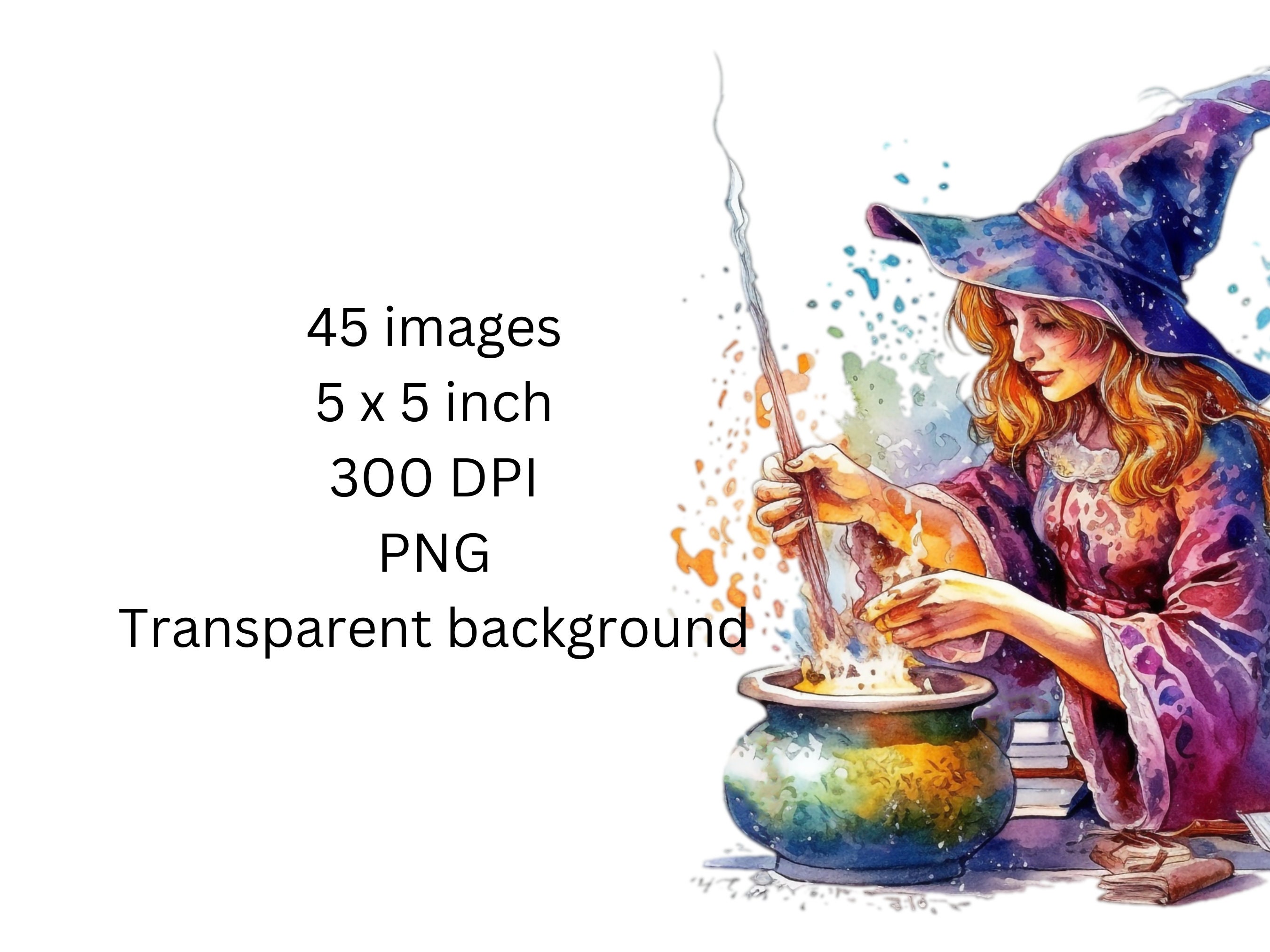 Watercolor Witch Clipart PNG Gothic Witchcraft Clip Art PNG - Etsy