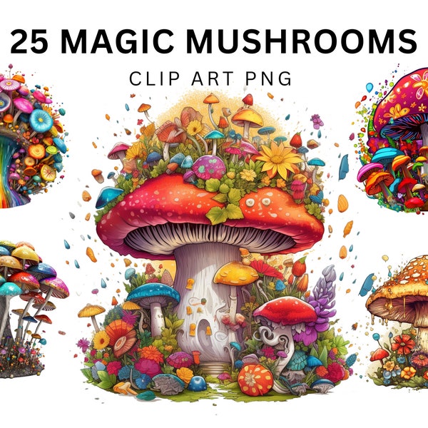 Mushroom Clipart - Etsy