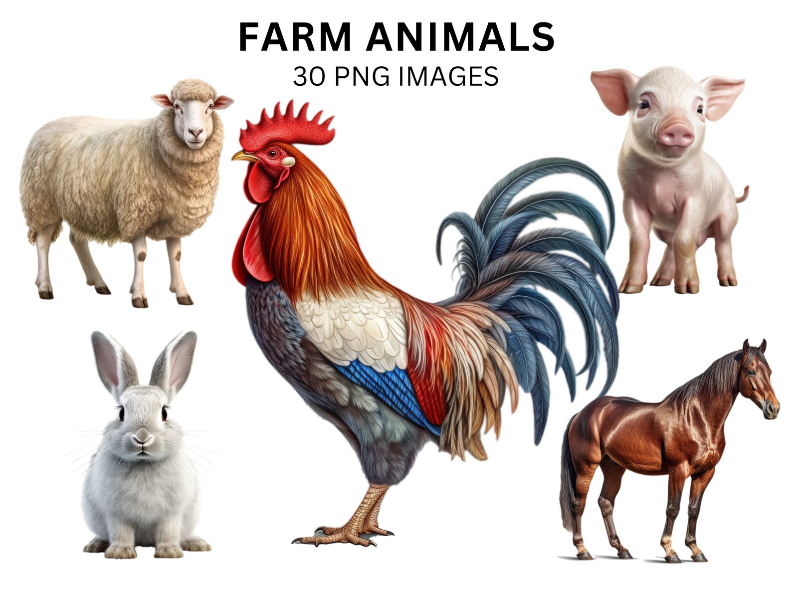Farm Animals Clipart PNG Farm Life Clip Art Barn Animals PNG Bundle ...