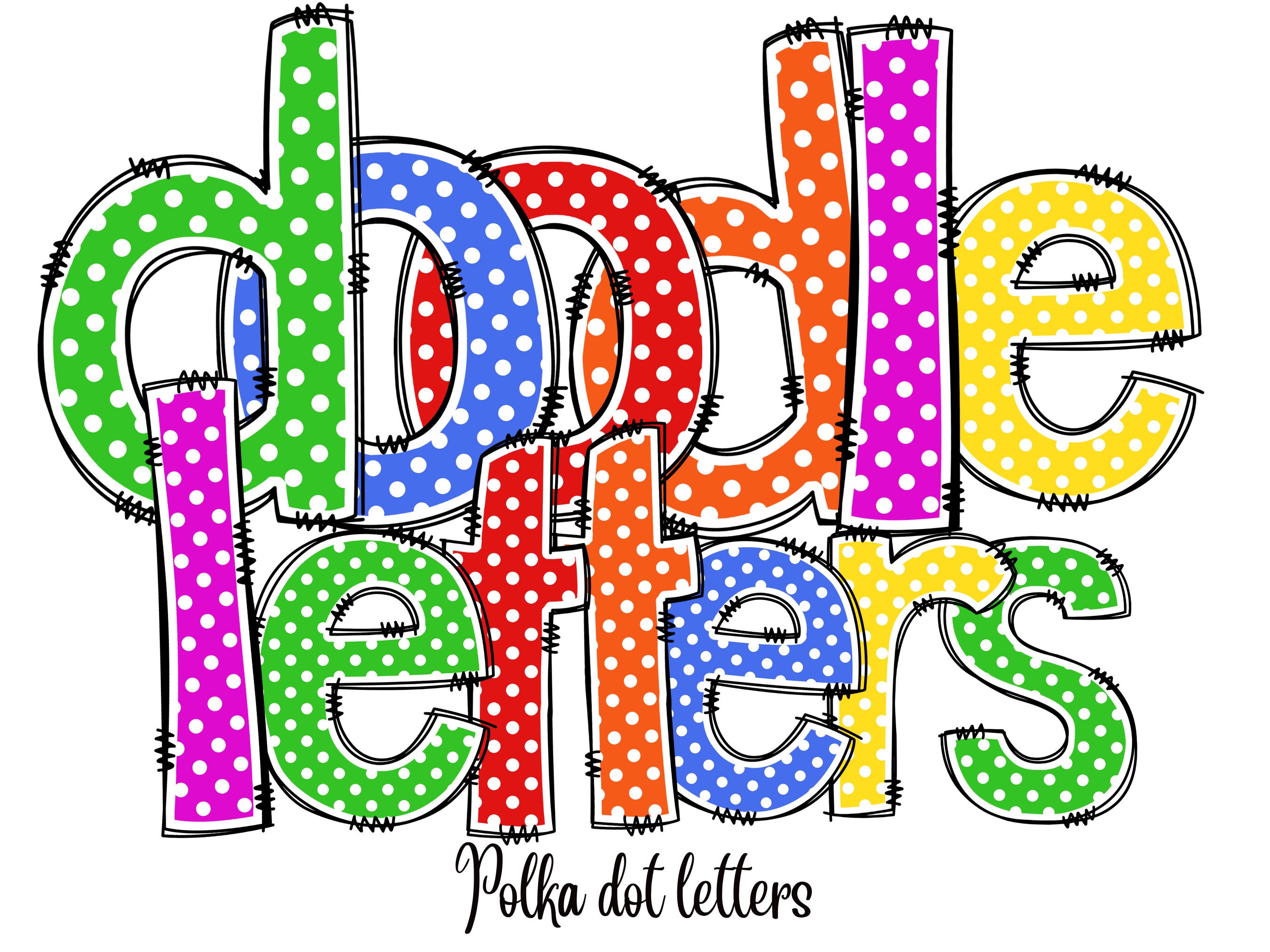 Polka Dot Letters Alphabet PNG Polka Dot Doodle Letters PNG Alpha Pack ...