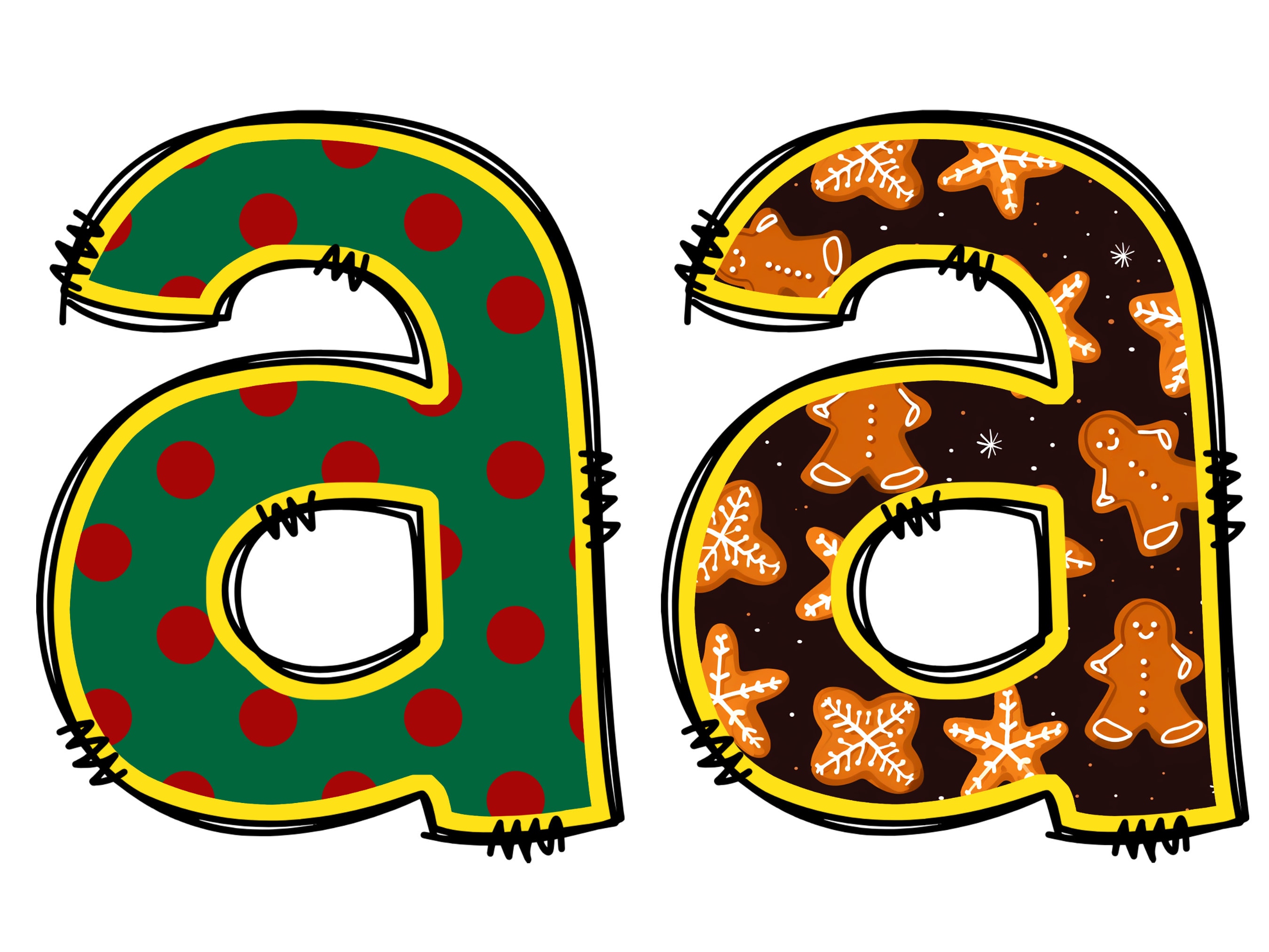Christmas Doodle Letters Clip Art PNG Doodle Bundle Christmas Letters ...