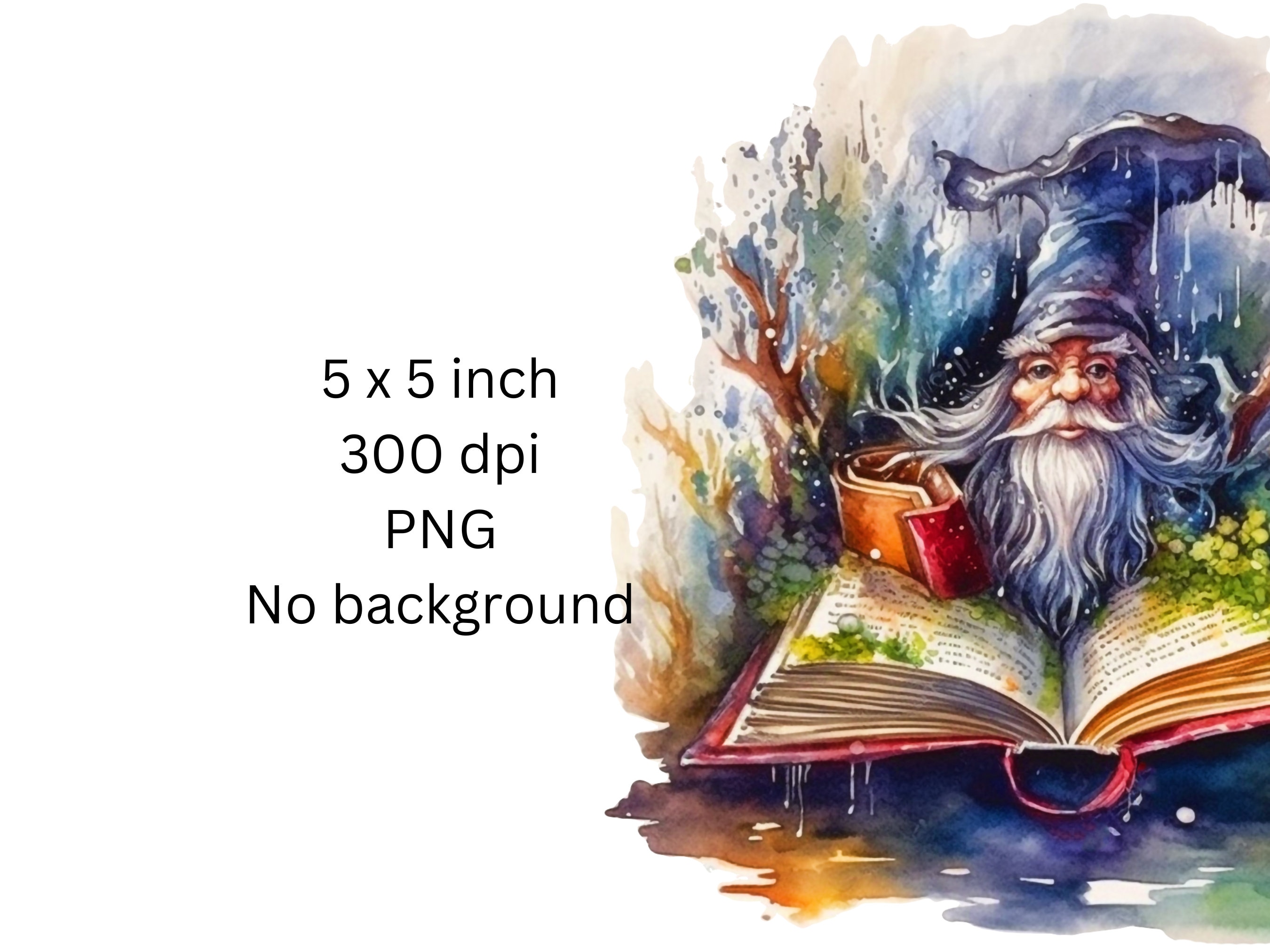 Magic Book Clipart Bundle Open Book Clip Art Wizard Watercolor - Etsy
