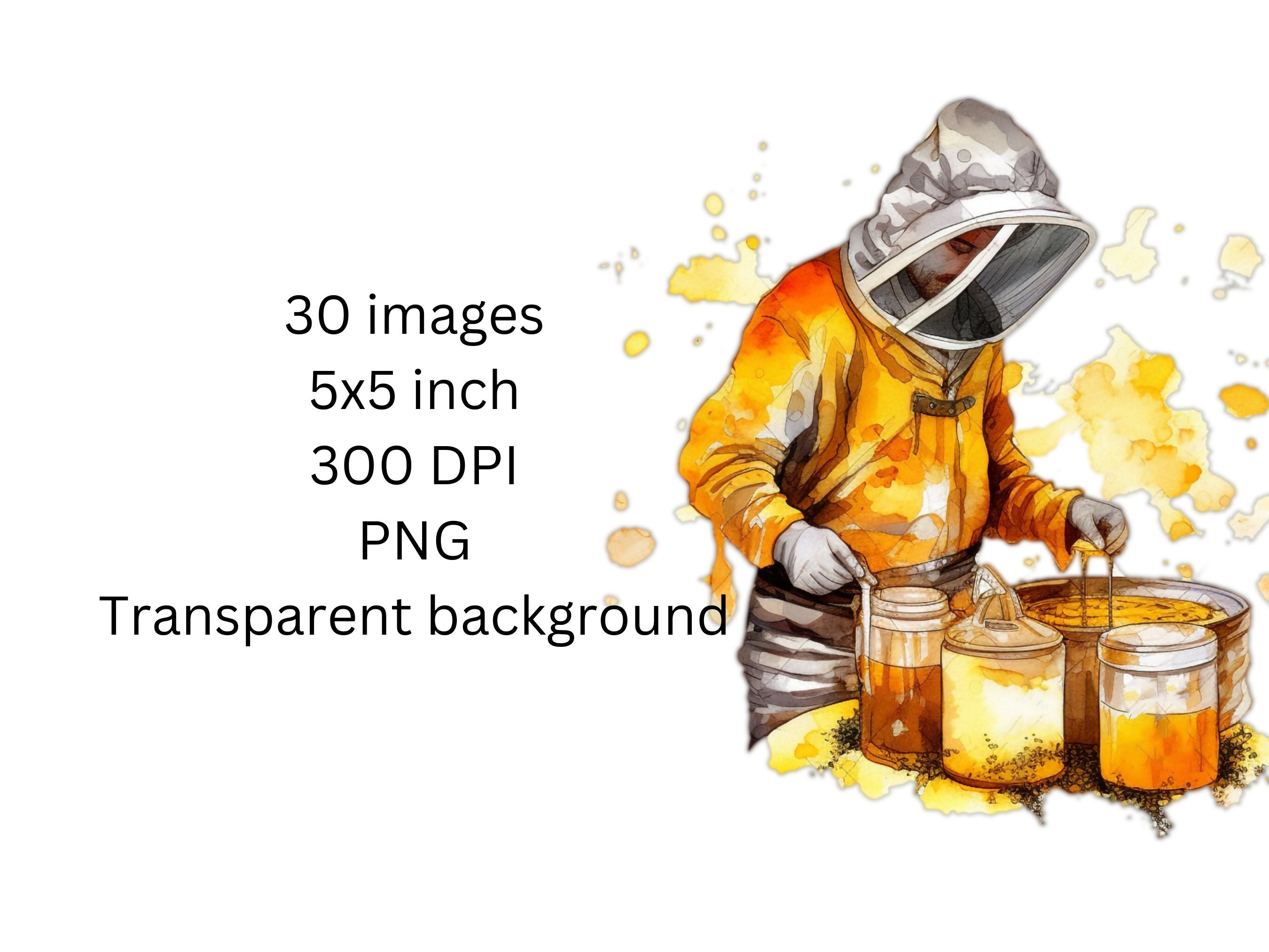 Watercolor Honey Bee Clipart Spring Garden Bee Honey Drips Clip Art PNG ...