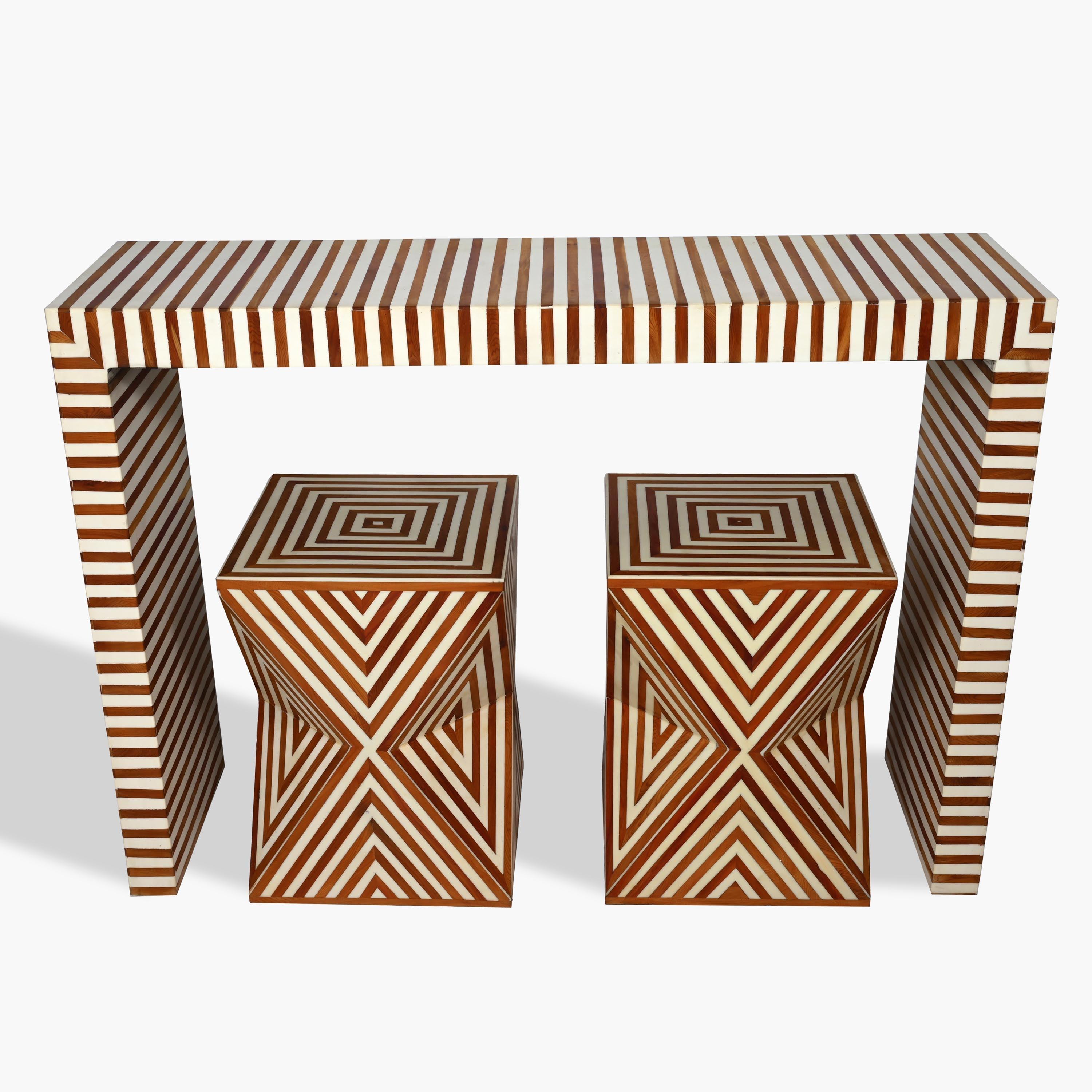 Handcrafted Bone Inlay Console Table – Artisanal Elegance for a ...