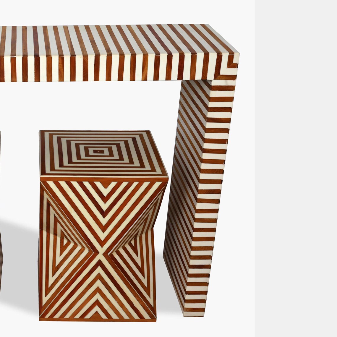 Handcrafted Bone Inlay Console Table – Artisanal Elegance for a ...