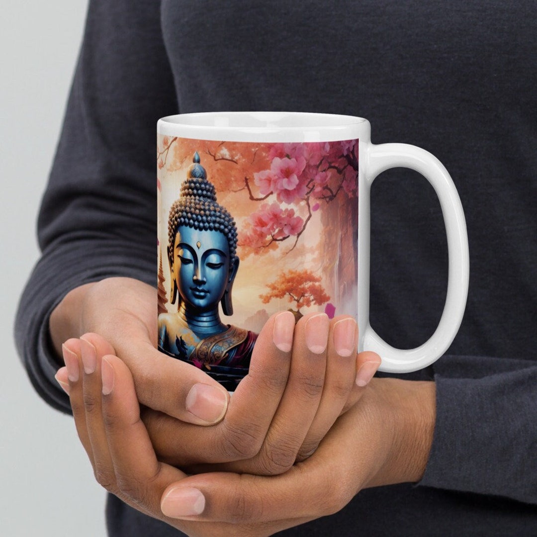 Pink Lotus / Buddha Gifts / Spiritual Buddha Mug With Serene Vibrant ...