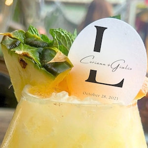 50 Personalized Edible Cocktail Drink and Cupcake Topper Garnish Discs ...