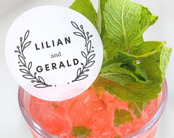 50 Personalized Edible Cocktail Drink and Cupcake Topper Garnish Discs ...