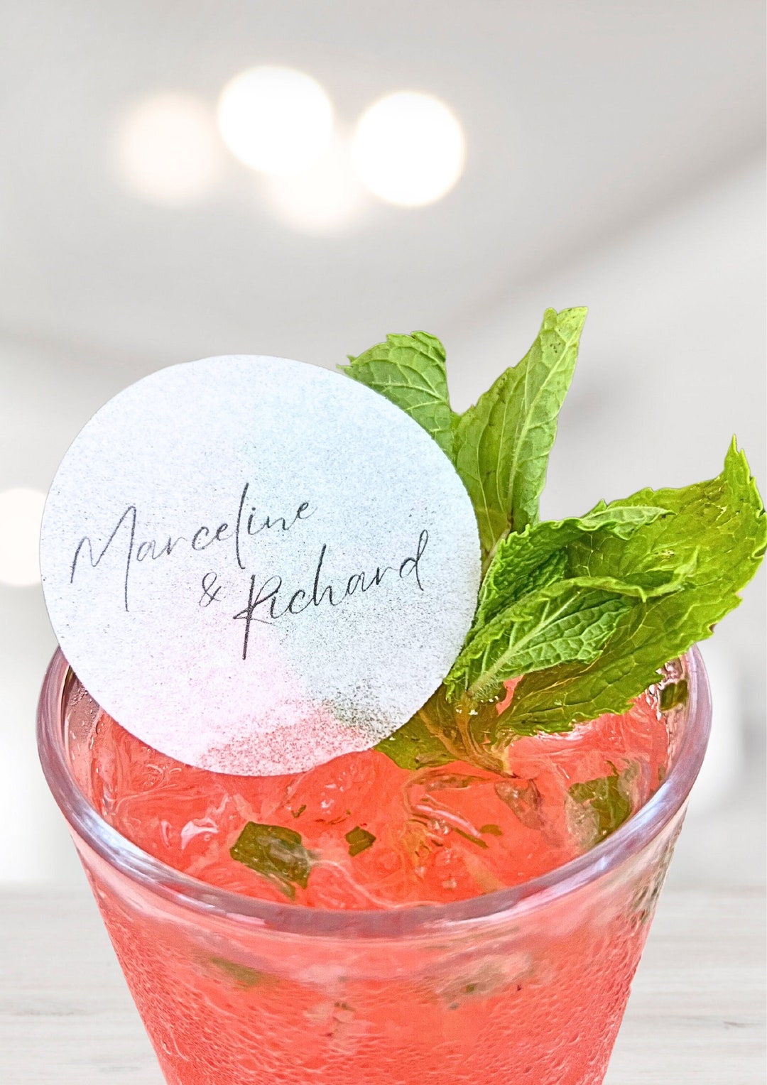 50 Cocktail Custom Fancy Cursive Beverage Toppers Dry Edible Party ...
