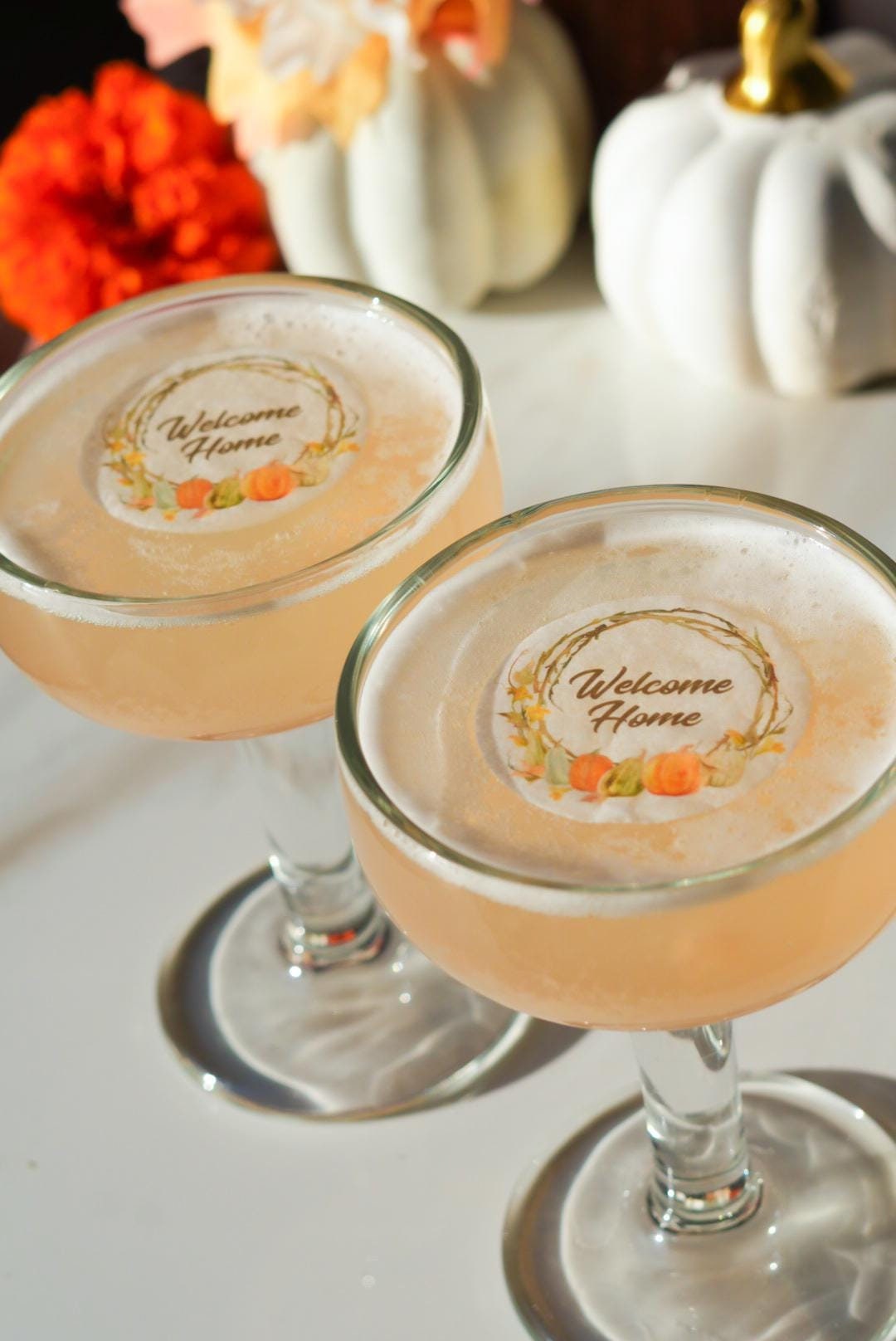 50 Fall Wreath Edible Cupcake Topper and Cocktail Drink Garnish Discs ...