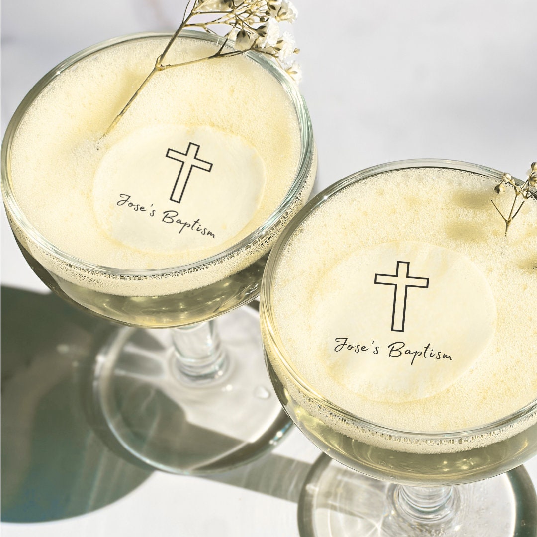 Personalized Communion Cross Edible Drink Toppers: Baptism Decor - Etsy