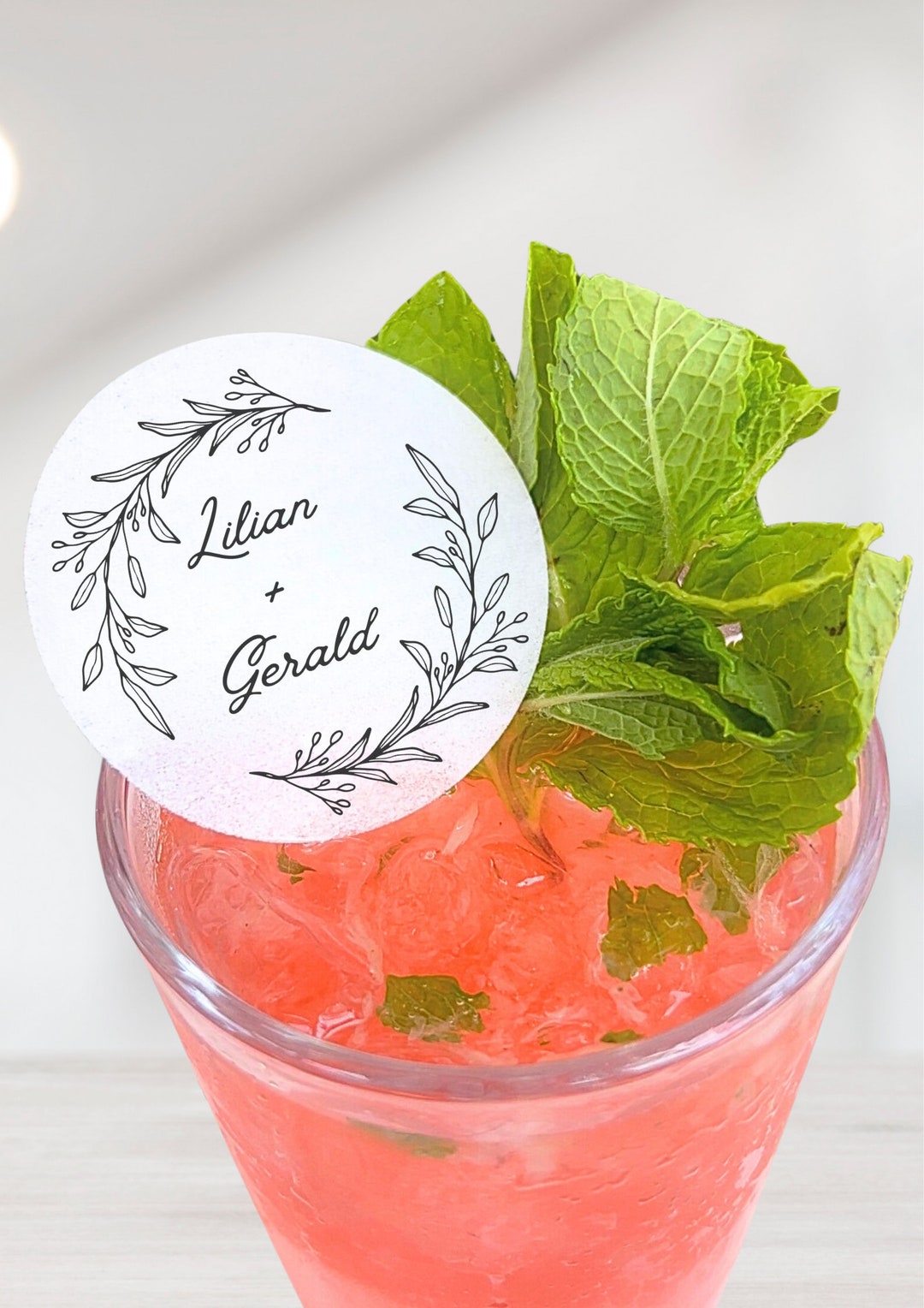 50 Personalized Edible Cupcake Topper and Cocktail Drink Garnish Discs ...