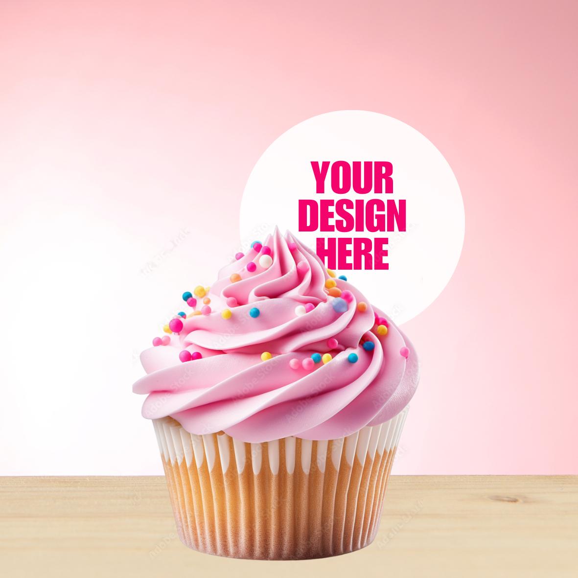 50 Personalized Edible Cupcake Art Topper Garnish Discs | Custom Design ...