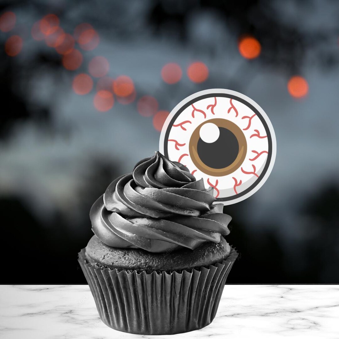 50 Eyeball Edible Cupcake Topper and Cocktail Drink Garnish Discs ...