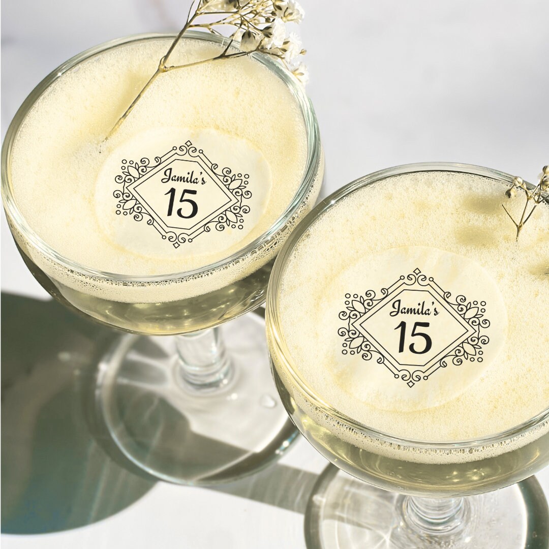 50 Personalized Edible Drink Toppers Royalty Vineyard | Custom Wafer ...