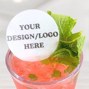 FAST SHIPPING 50 Ct Custom Edible Drink Toppers With Logo for Garnish ...