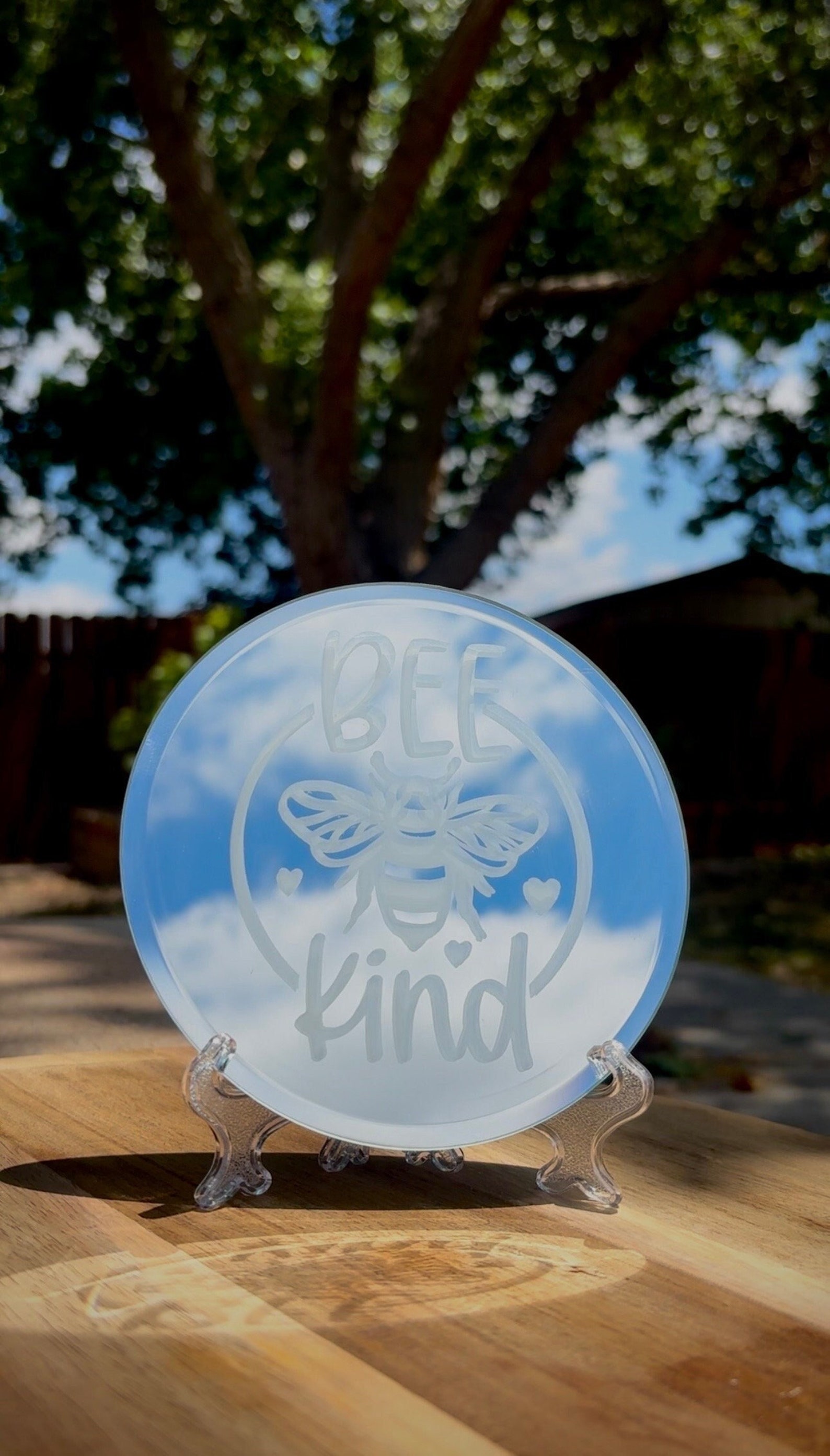 Bee Kind Etched Glass Circle Mirror - Etsy