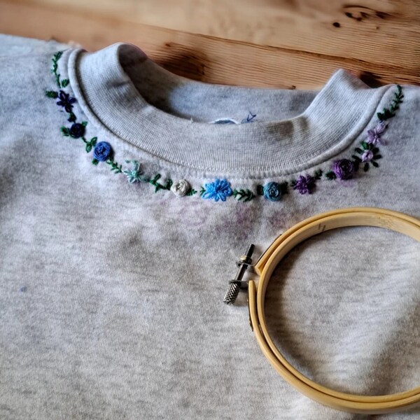 Hand Embroidered Sweatshirt - Etsy