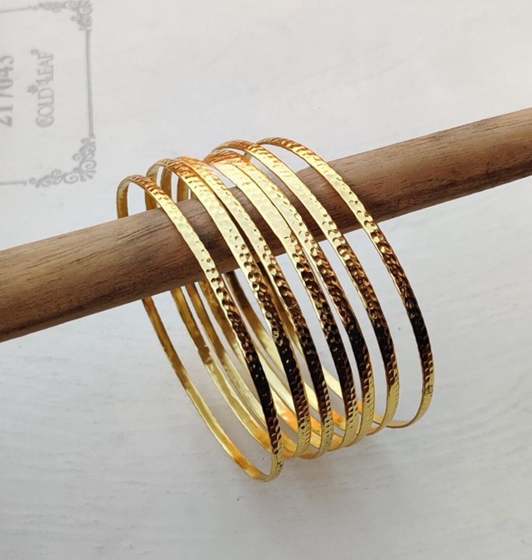 Set of 7 Bangles, 18k Gold Plated Bracelets, Stacking Bangles ...