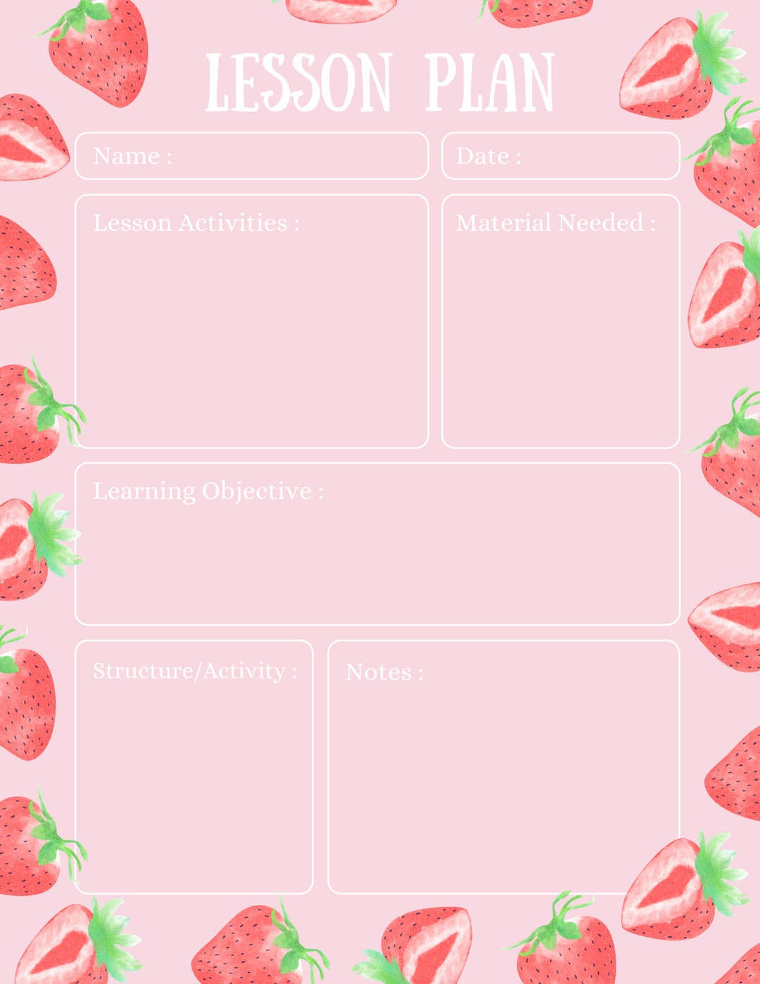 Colorful Lesson Plan Printable, Digital Lesson Plan, Instant Download ...