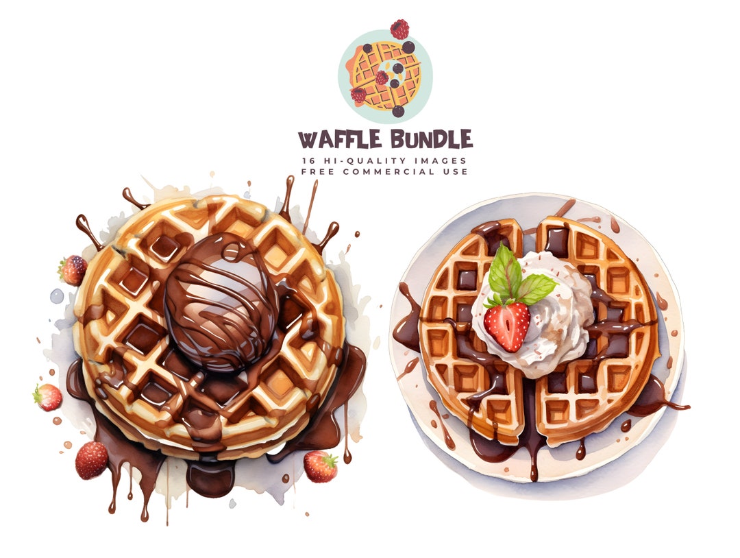 Waffle Clipart Watercolour Breakfast Clipart Bundle Pancake - Etsy