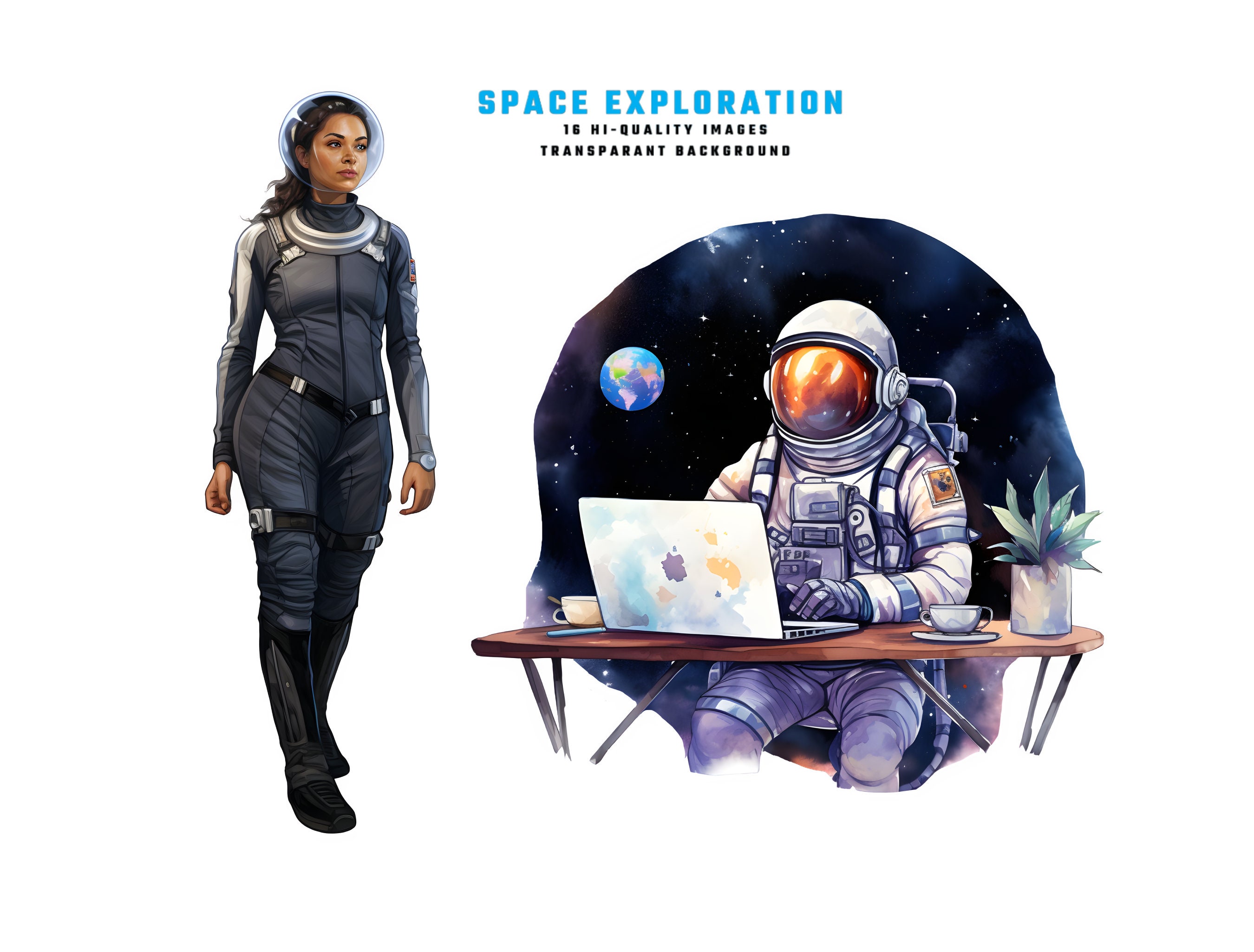 Astronaut Clipart, Outer Space Clipart Set, Planets Clipart Set ...