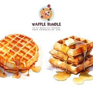 Waffle Clipart, Watercolour Breakfast Clipart Bundle, Pancake Clipart ...