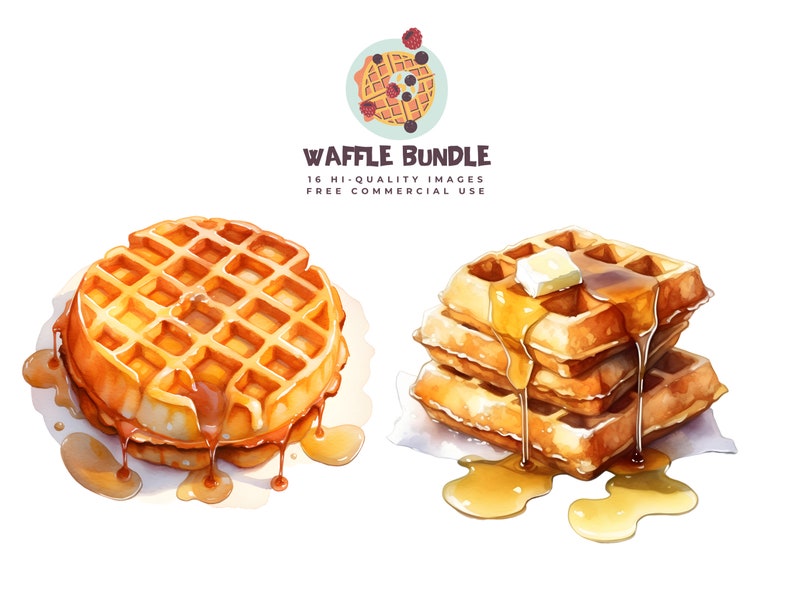 Waffle Clipart, Watercolour Breakfast Clipart Bundle, Pancake Clipart ...